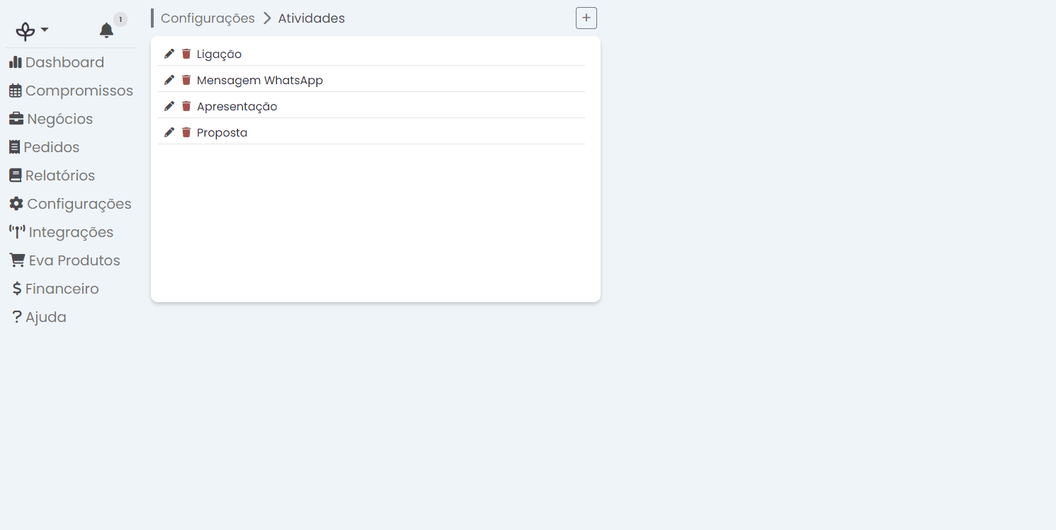 Como Configurar Atividades no Eva CRM | Eva
